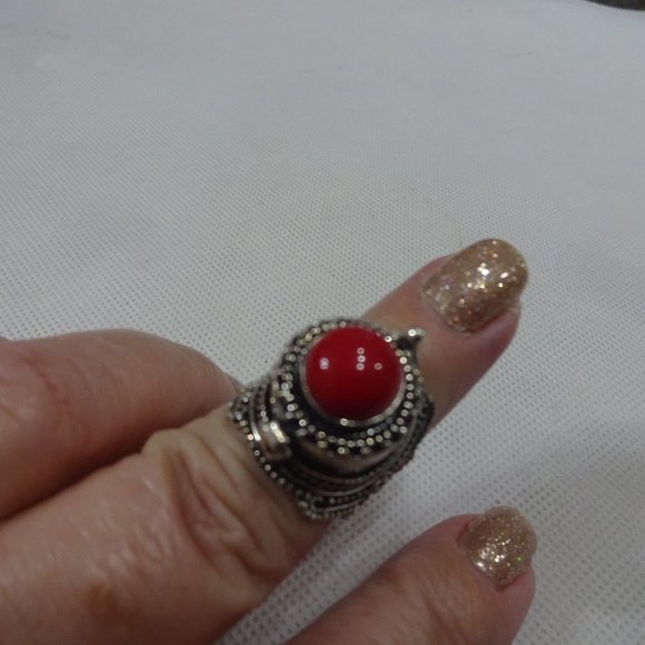 Handmade | Jewelry | Whimsical Red Coral Poison Box Handmade Sterling ...
